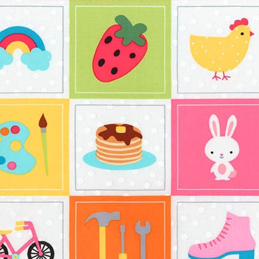 Childrens I Spy Cotton Fabric Spring Colors Learning Fabric 44 Inch ...