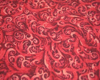Red Scroll Fabric - Etsy