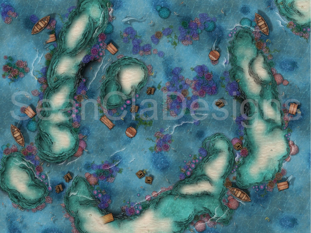 Dnd Battle Map Islands Encounter (with Underwater Caves) 4k Perfect for ...