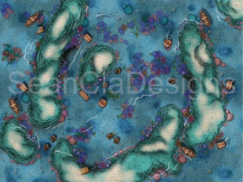 Dnd Battle Map Islands Encounter (with Underwater Caves) 4k Perfect for ...