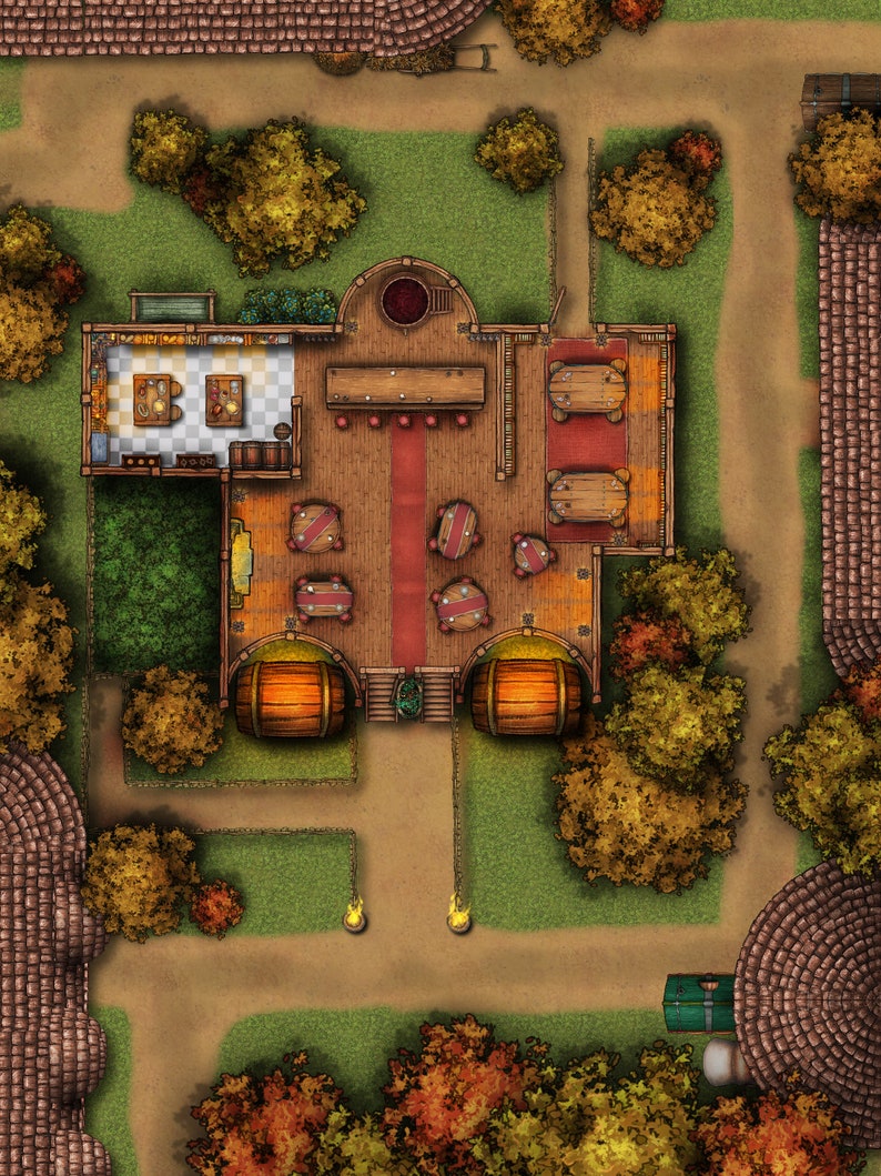 Doube Barrel Tavern Dnd Battle/ Encounter Map Roll20 Vtt Ready Grid and ...