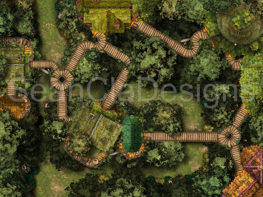 Fey Tree Top Village 4k Dnd Fantasy Battle Map - Etsy