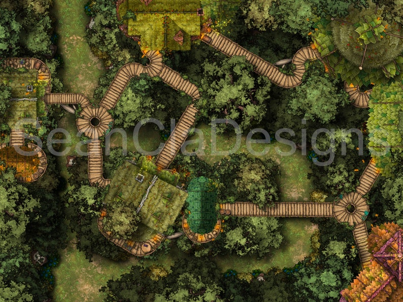 Fey Tree Top Village 4k Dnd Fantasy Battle Map - Etsy