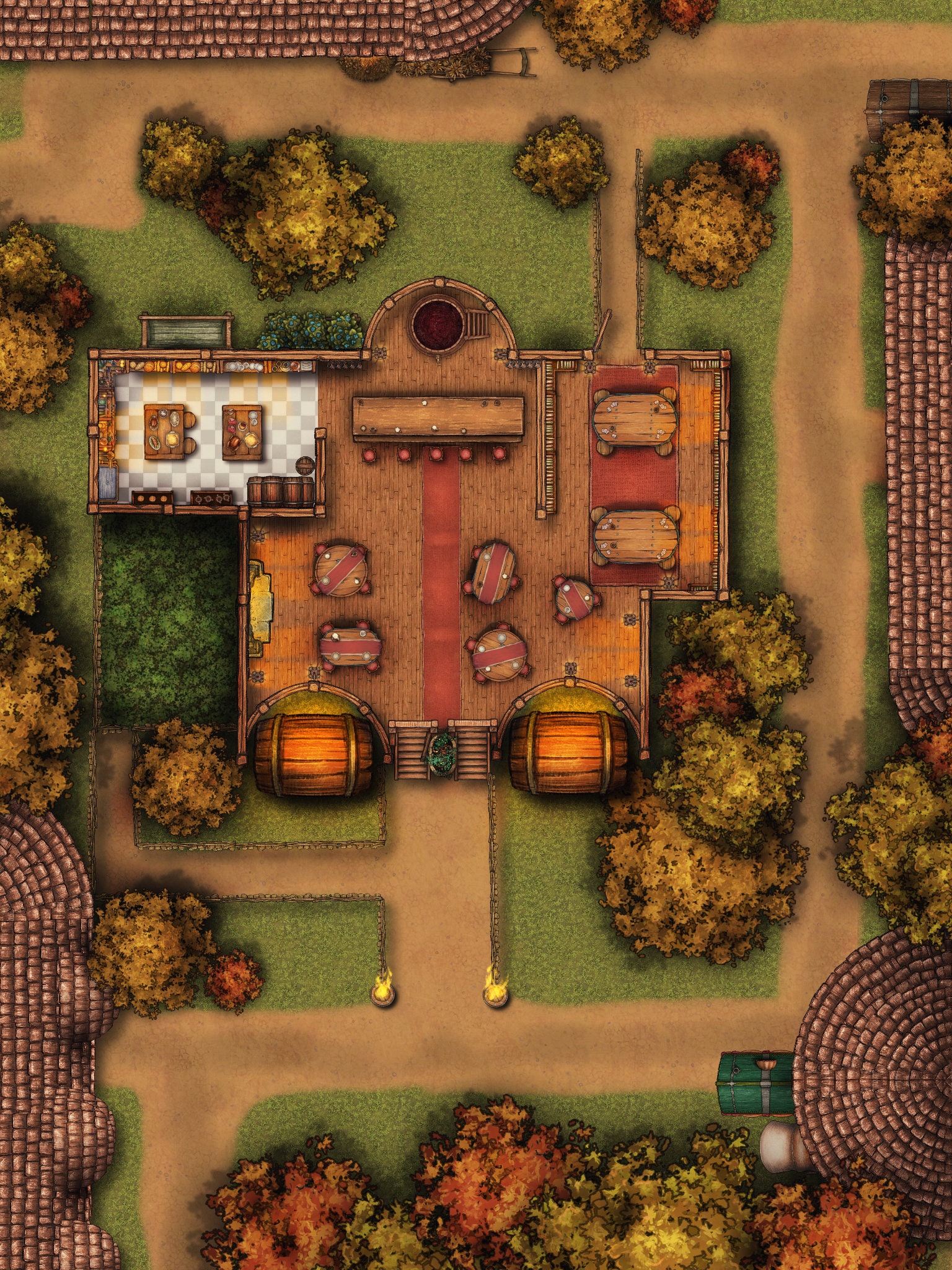 Doube Barrel Tavern Dnd Battle/ Encounter Map Roll20 Vtt Ready Grid and ...