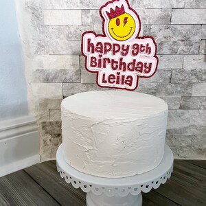 Preppy Happy Birthday Cake Topper , Pink , White , Glitter ...