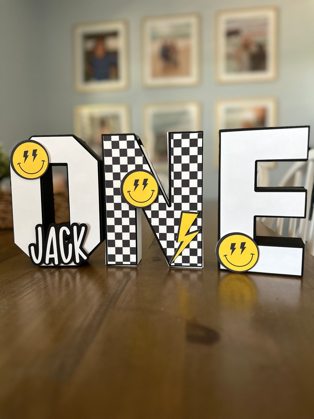 One Happy Dude Birthday 3D Letter, ONE 3D Letters , White , Black ...