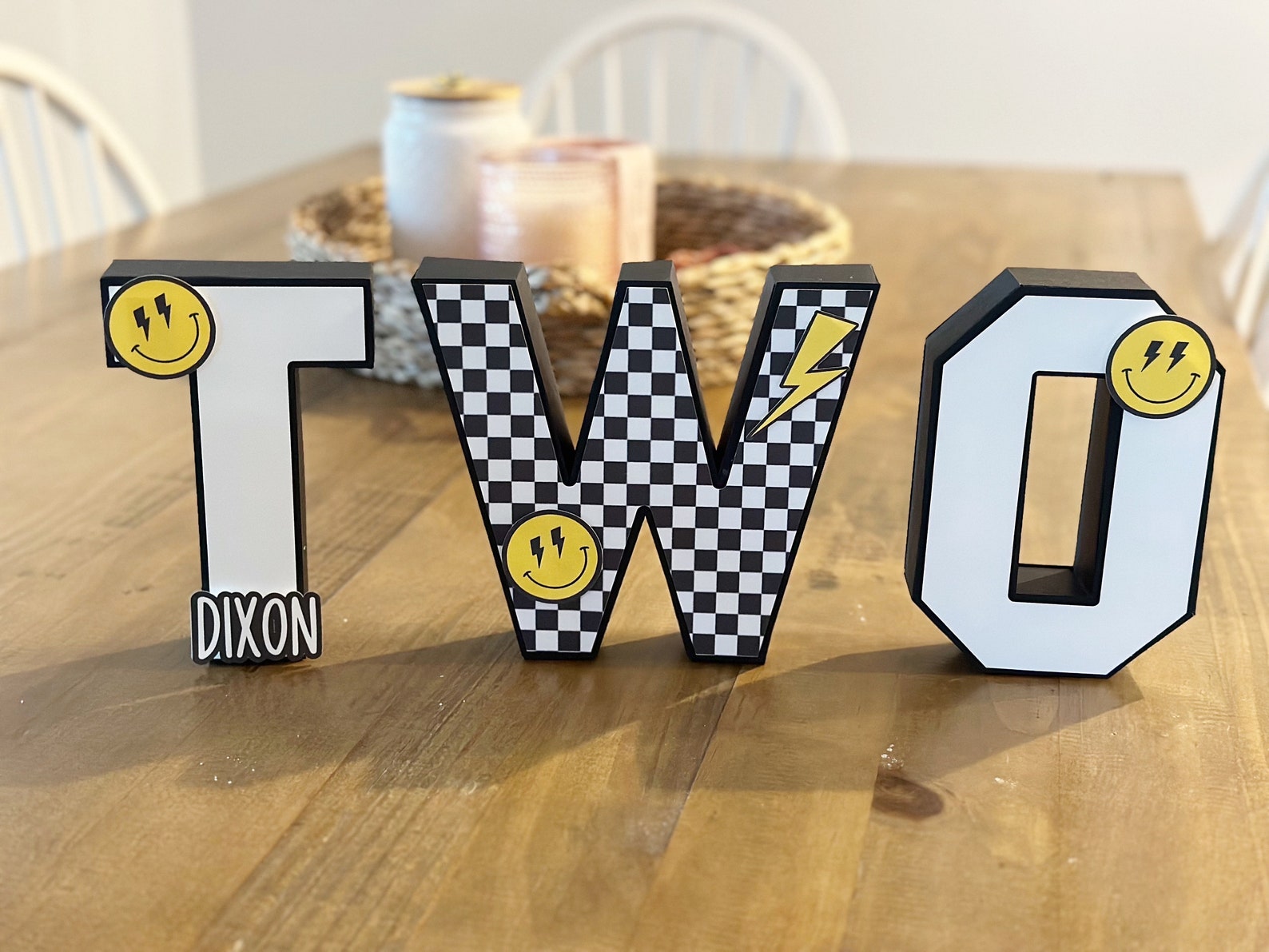 Two Cool Dude Birthday 3D Letter, TWO 3D Letters , White , Black ...
