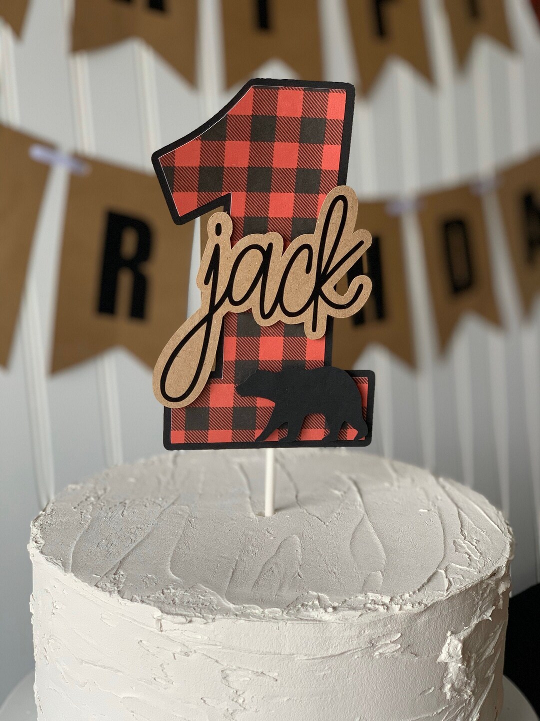 Lumberjack Number Cake Topper Lumberjack Party, Buffalo Plaid Party ...