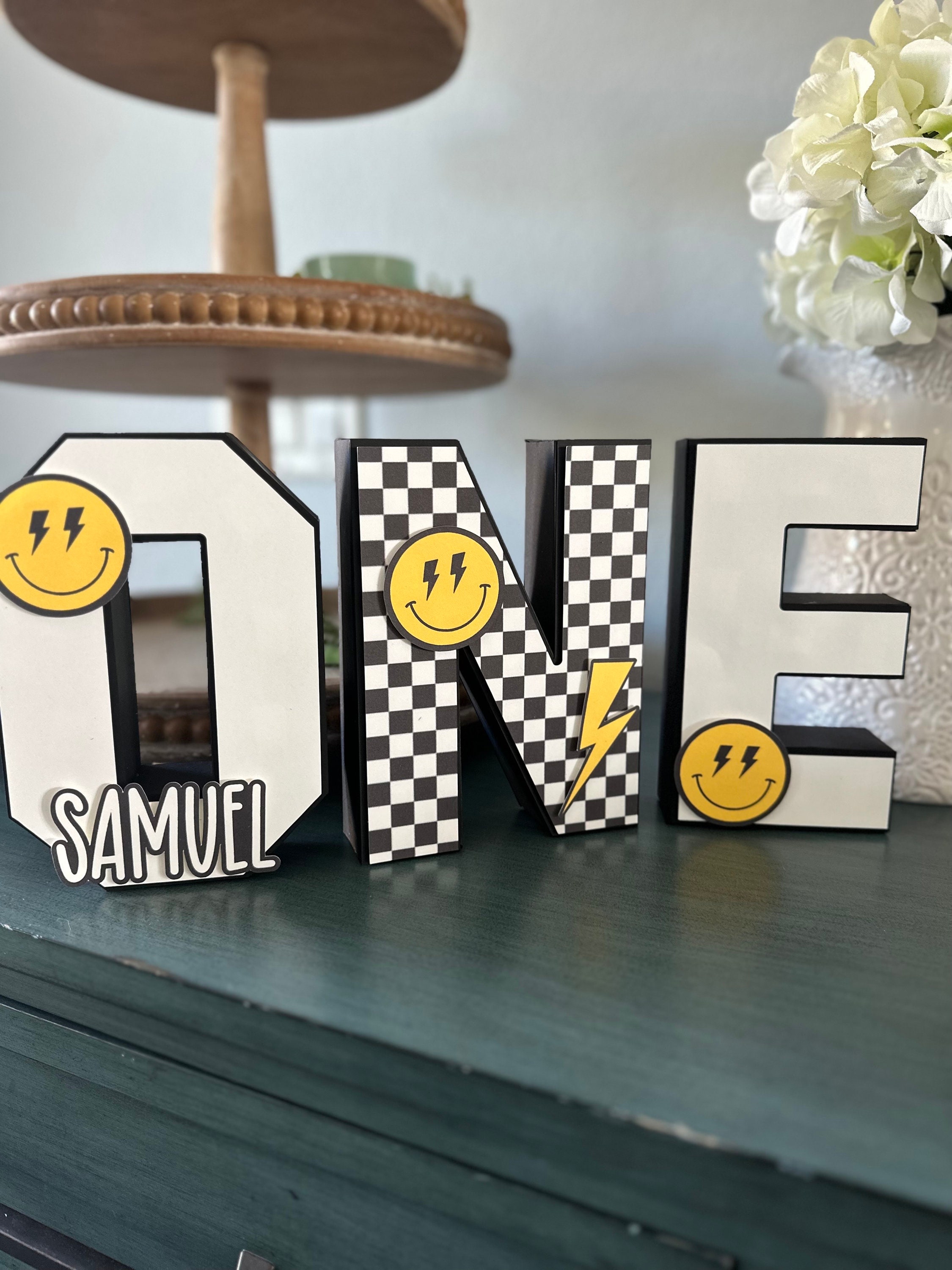 One Happy Dude Birthday 3D Letter, ONE 3D Letters , White , Black ...