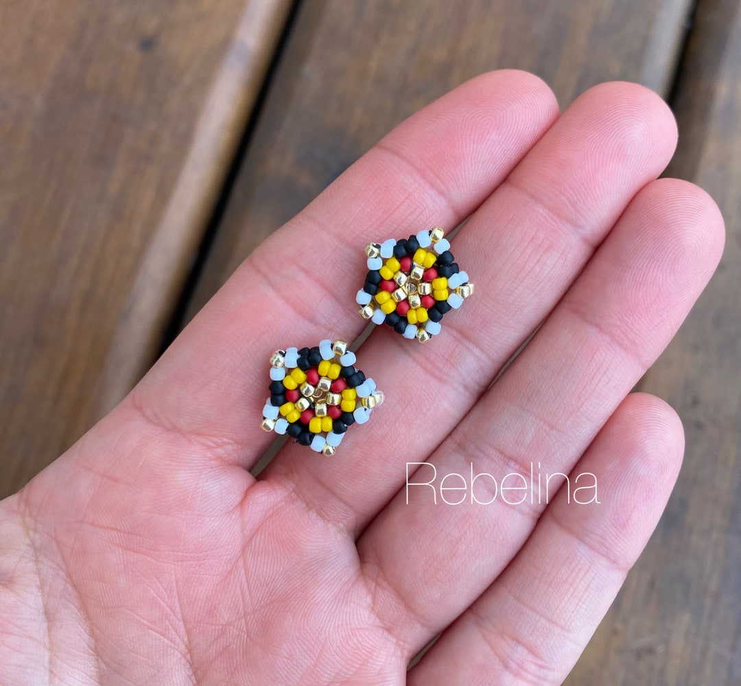 Beaded Stud Earrings - Etsy