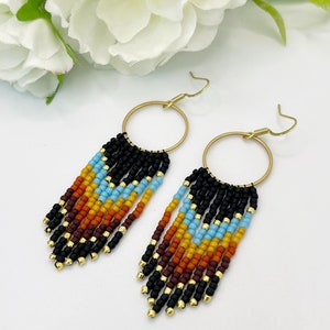 Beaded Fringe Earrings - Etsy