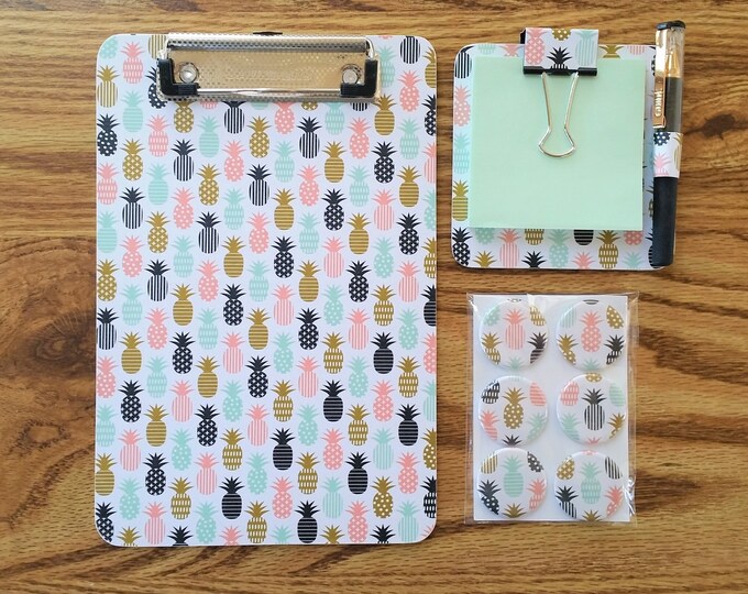 Pineapple 3 Pc Gift Set Stationery Gifts 6x9 Memo Clipboard - Etsy