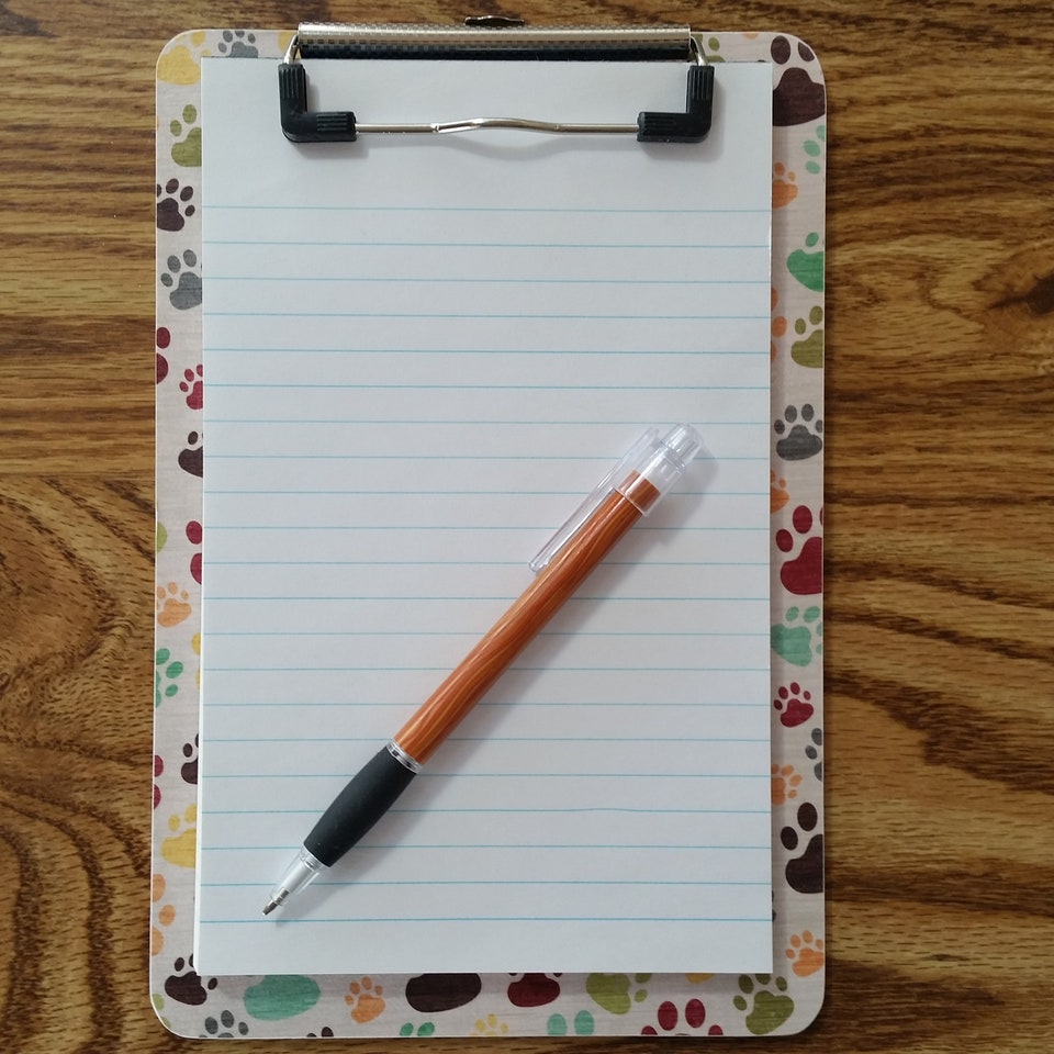 Paw Prints Clipboard, Doggie Theme, 6x9 Memo Clipboard, Teacher, Office ...