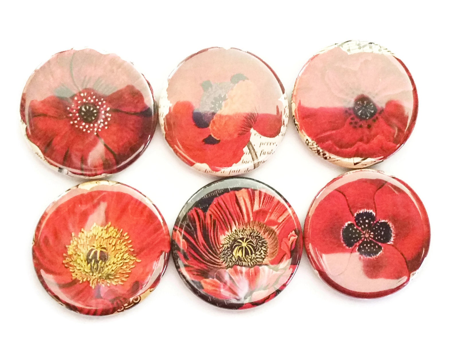 Red Poppy Magnets Fridge Magnets Large Red Poppies Flowers | Etsy