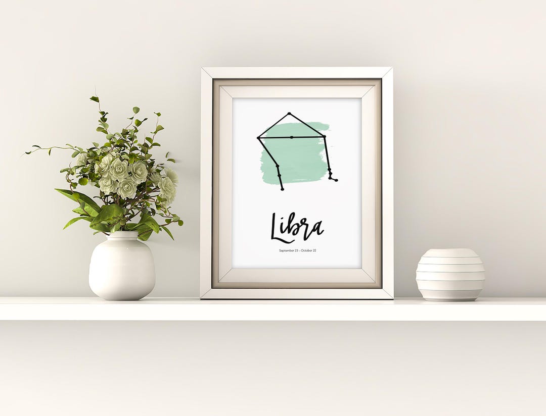 Printable LIBRA Zodiac September October Birthday, Watercolor ...