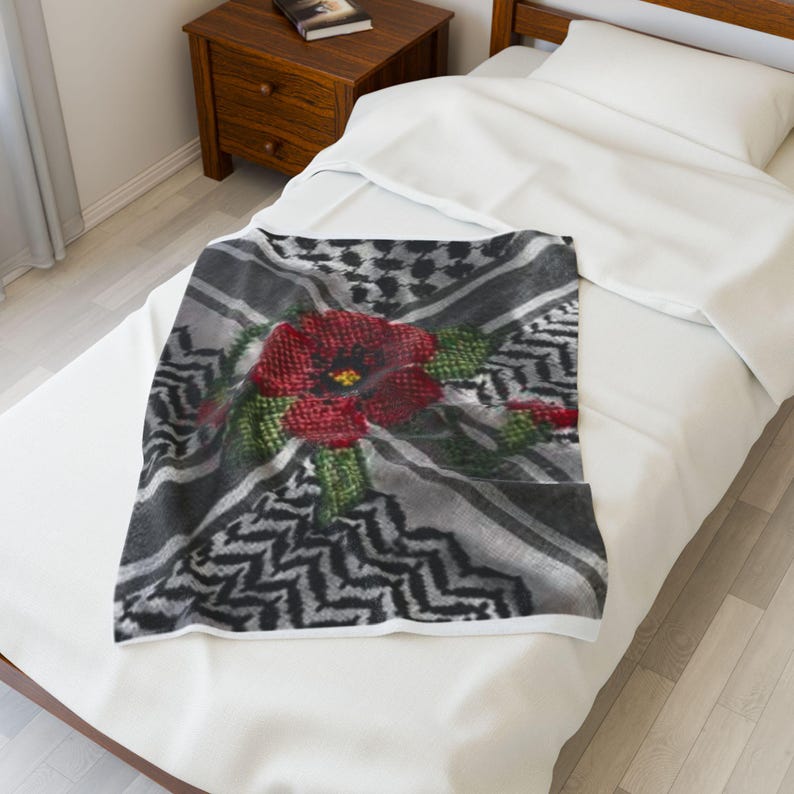 Palestine Design Cozy Velveteen Plush Blanket | Soft Blanket for Home ...