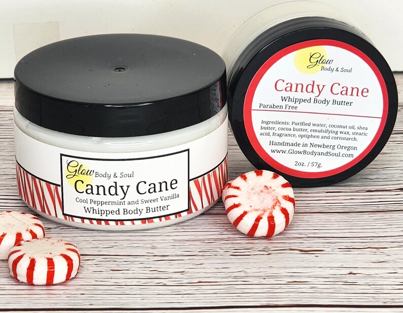 Candy Cane Body Butter: Handmade Peppermint Vanilla Lotion, Paraben ...