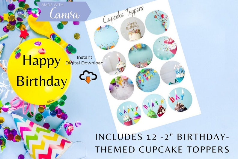 Printable Birthday Cupcake Toppers, Birthday Party Decorations, Labels ...