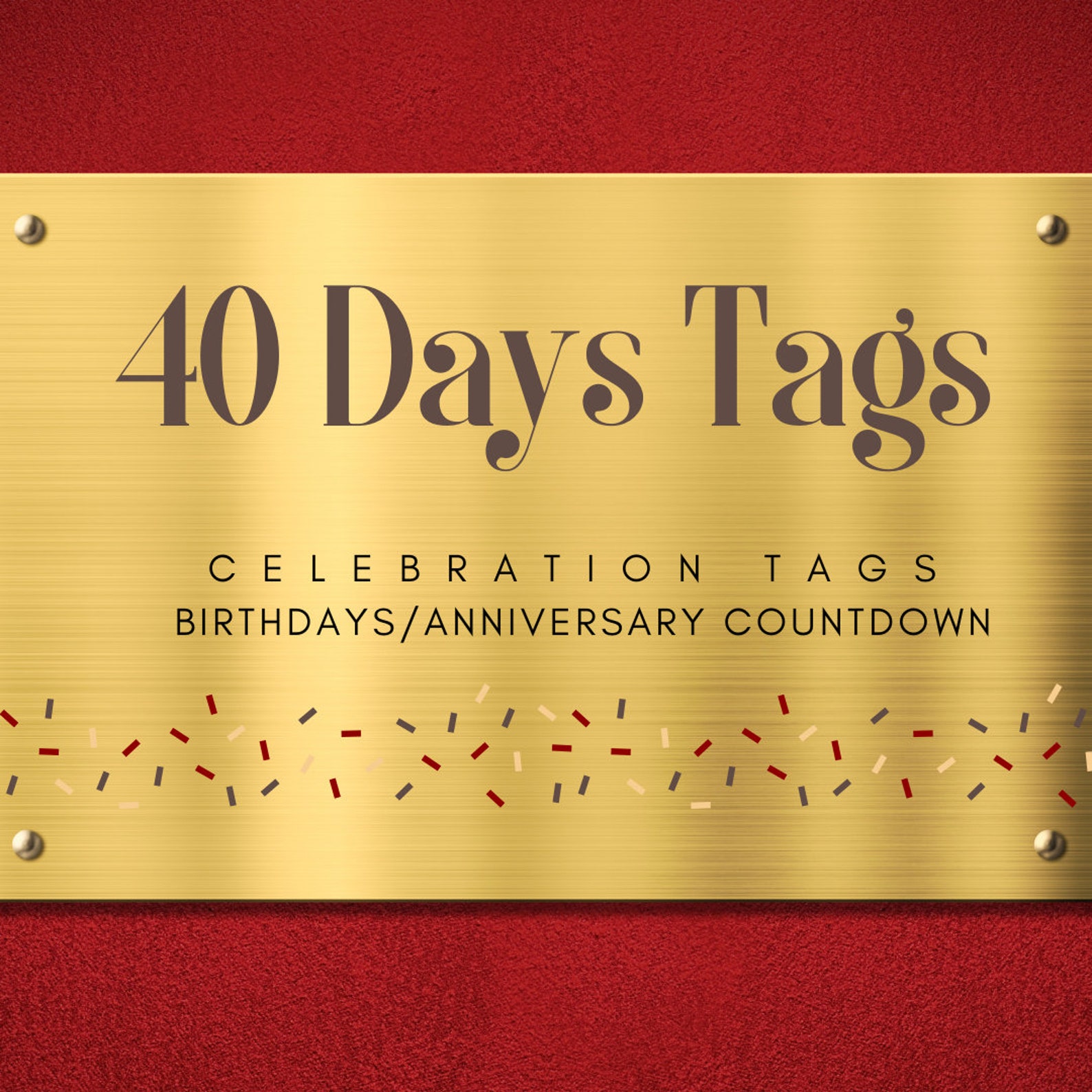 Red and Gold Celebration Countdown Tags: Birthday, Anniversary ...