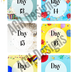 Birthday Styled Celebration Countdown Tags 50 for Birthdays ...