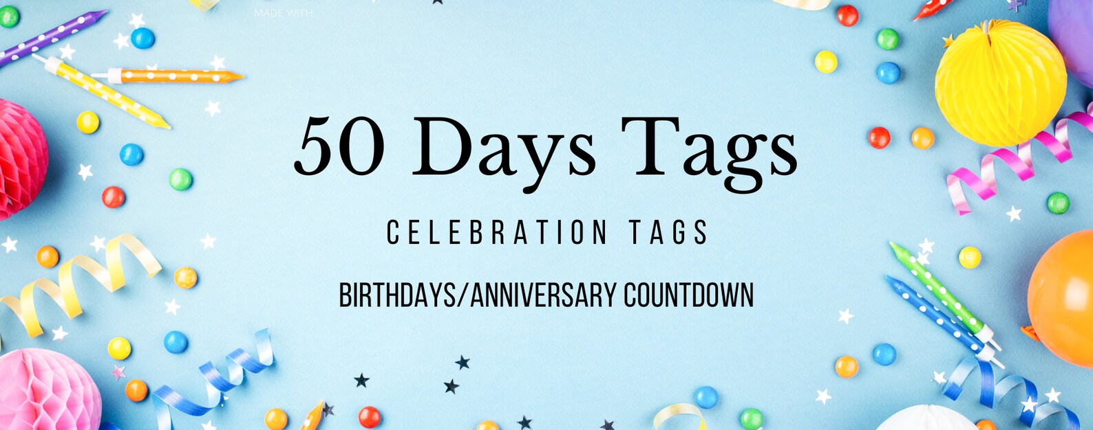 Birthday Styled Celebration Countdown Tags 1-50 for Birthdays - Etsy