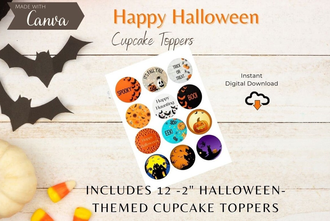 Printable | Halloween Cupcake Toppers, Halloween Party Decorations ...