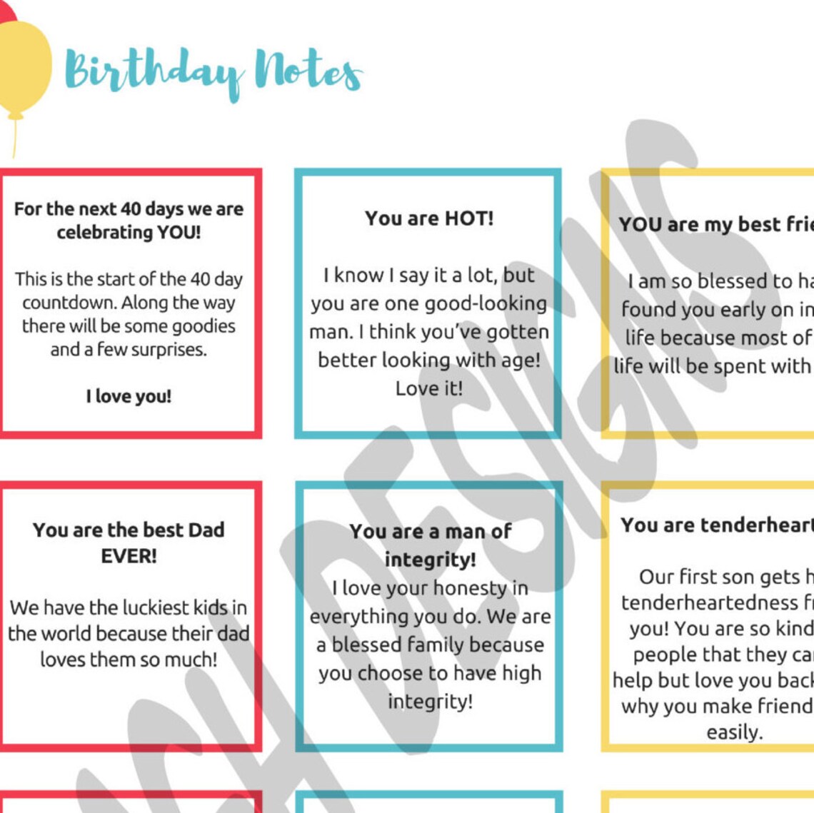 Milestone 40th Birthday Surprise Instructions Birthday Notes - NO TAGS ...