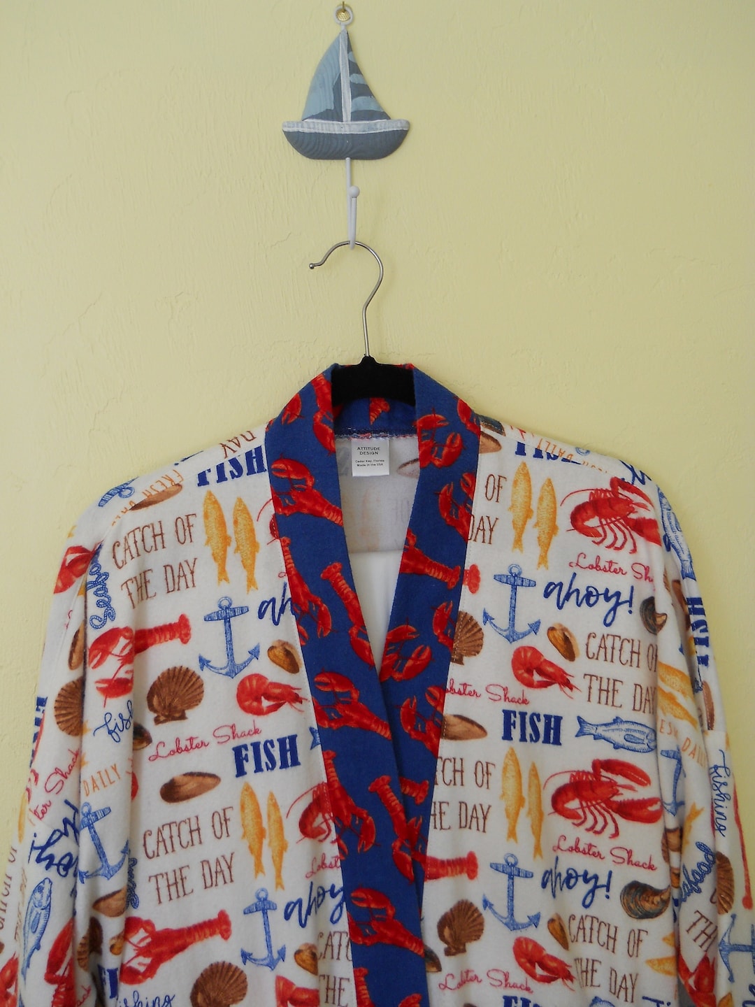 Lobster Seafood Flannel Robe / Large to Extra Large / Seafood - Etsy UK
