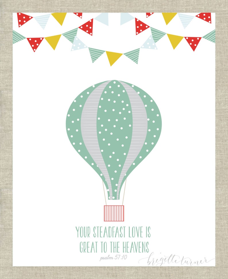 Bible Verse Wall Art Print Children Nursery Gender Neutral Psalm 57:10 ...