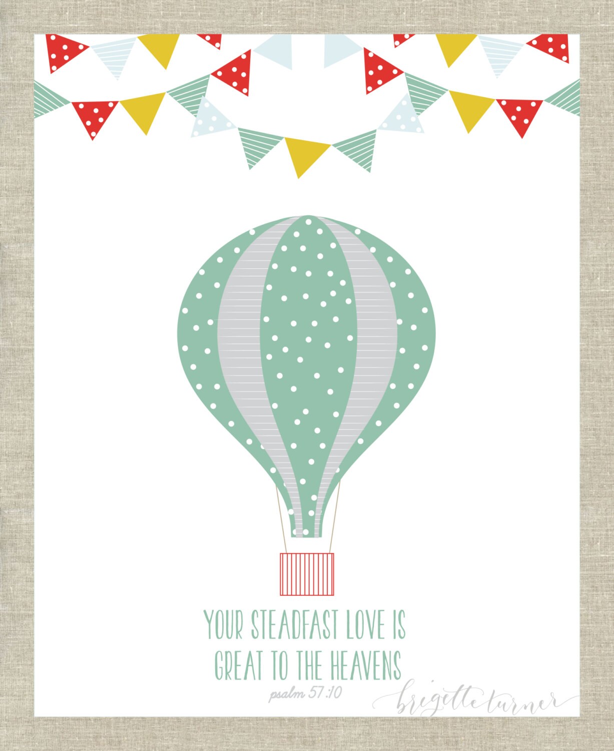 Bible Verse Wall Art Print Children Nursery Gender Neutral Psalm 57:10 ...