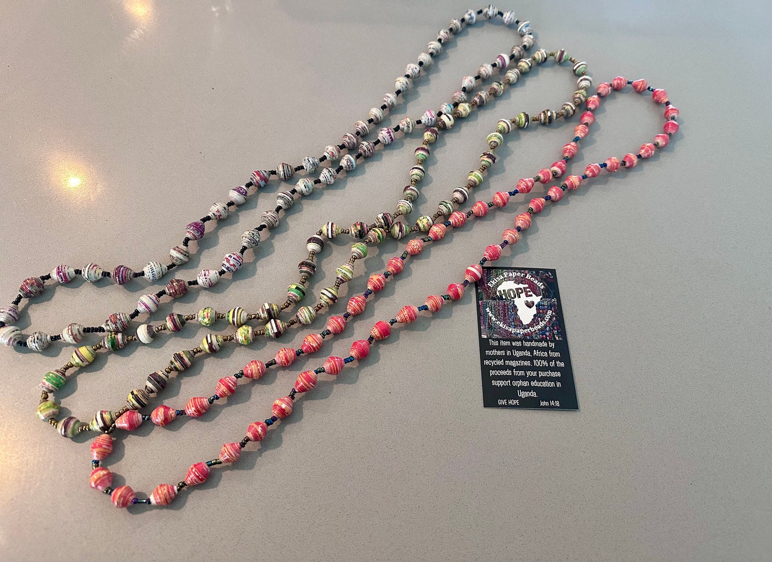 Support Kids in Uganda Ekisa Paper Bead Multicolor Necklace From Africa ...