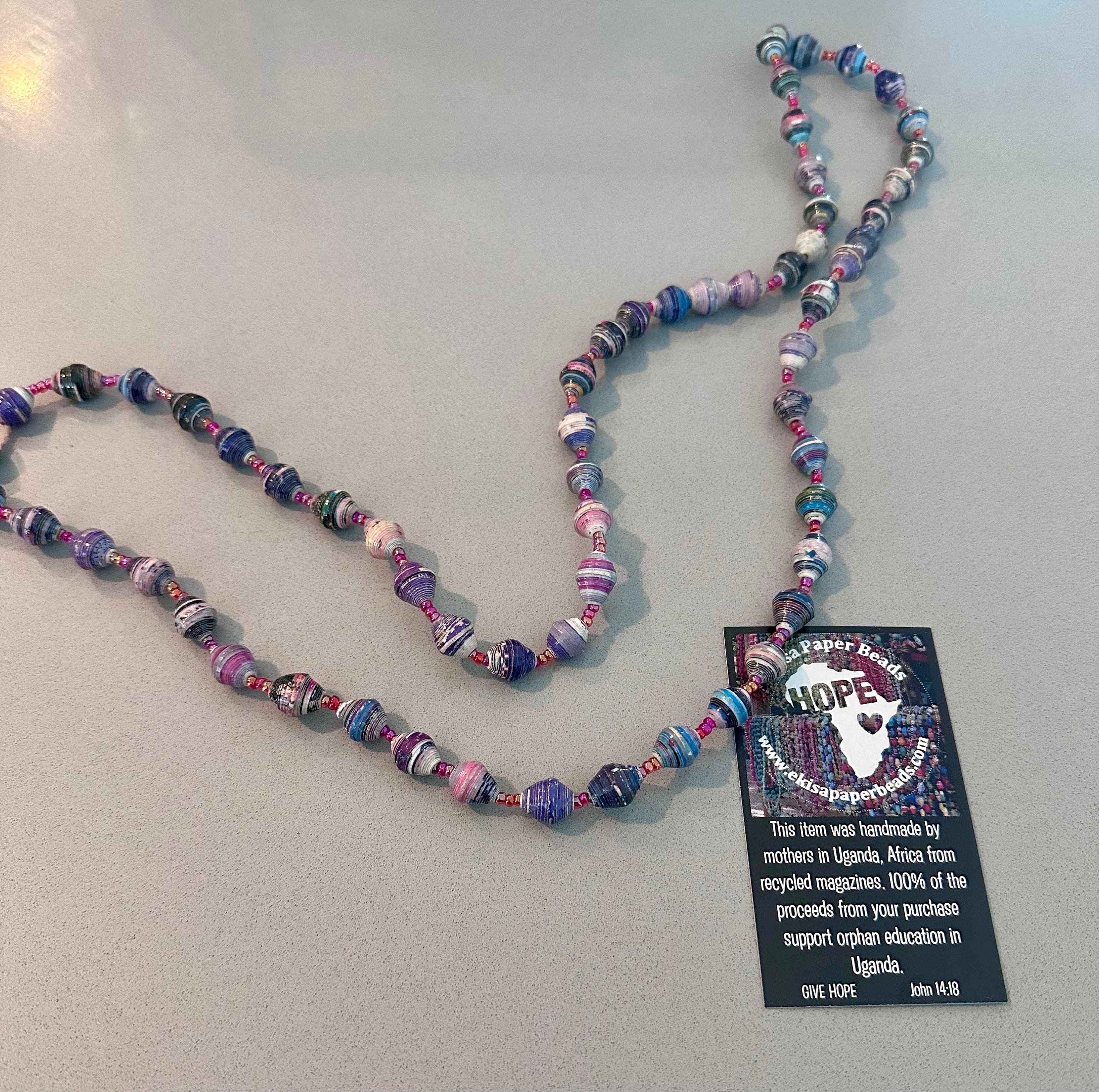 Support Kids in Uganda Ekisa Paper Bead Multicolor Necklace From Africa ...