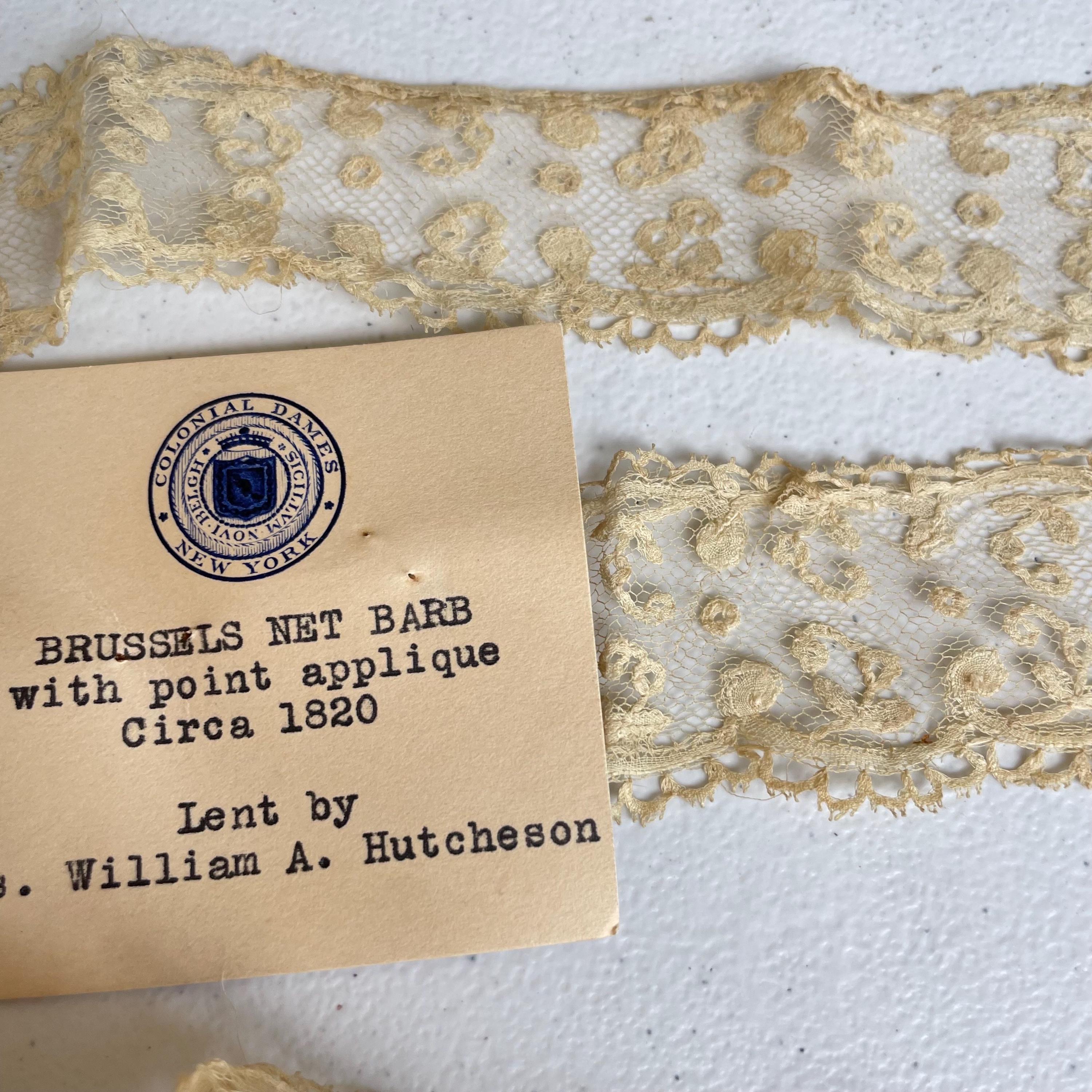 Circa 1820 Antique Beige Hand Embroidered Brussels Net Barb With Point ...