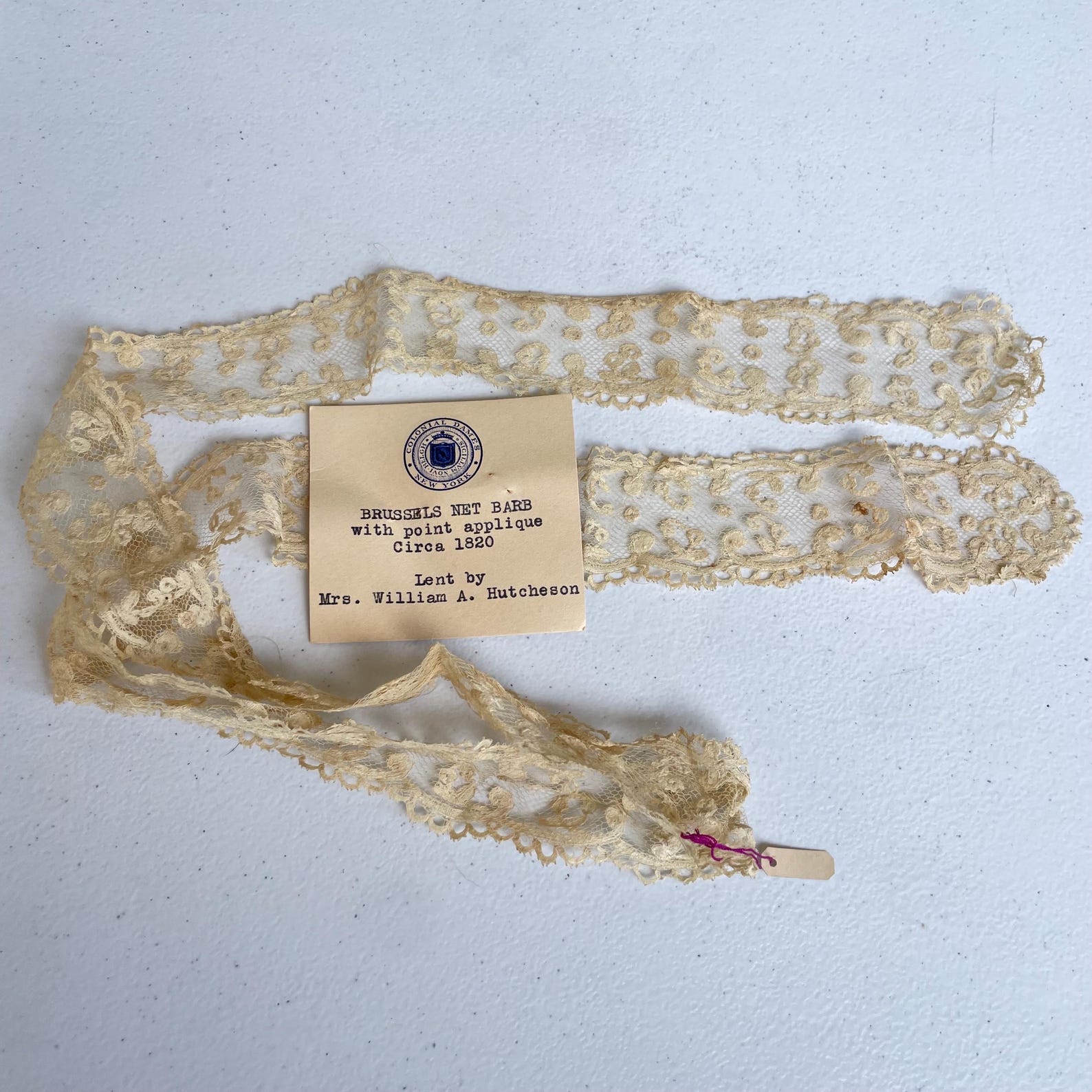 Circa 1820 Antique Beige Hand Embroidered Brussels Net Barb With Point ...