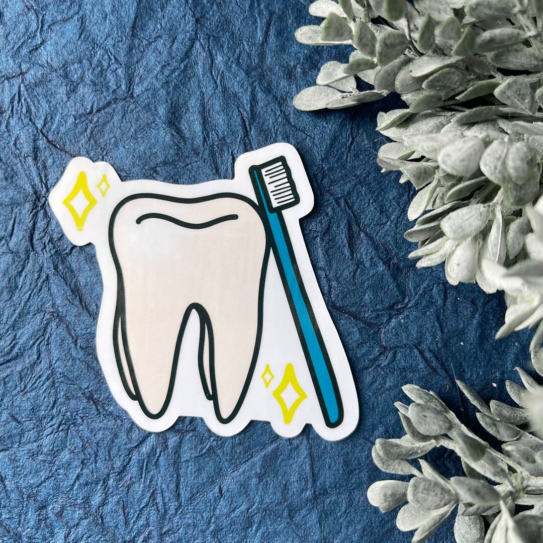 Tooth and Toothbrush Sticker or Magnet | Laptop Sticker | Water Bottle ...