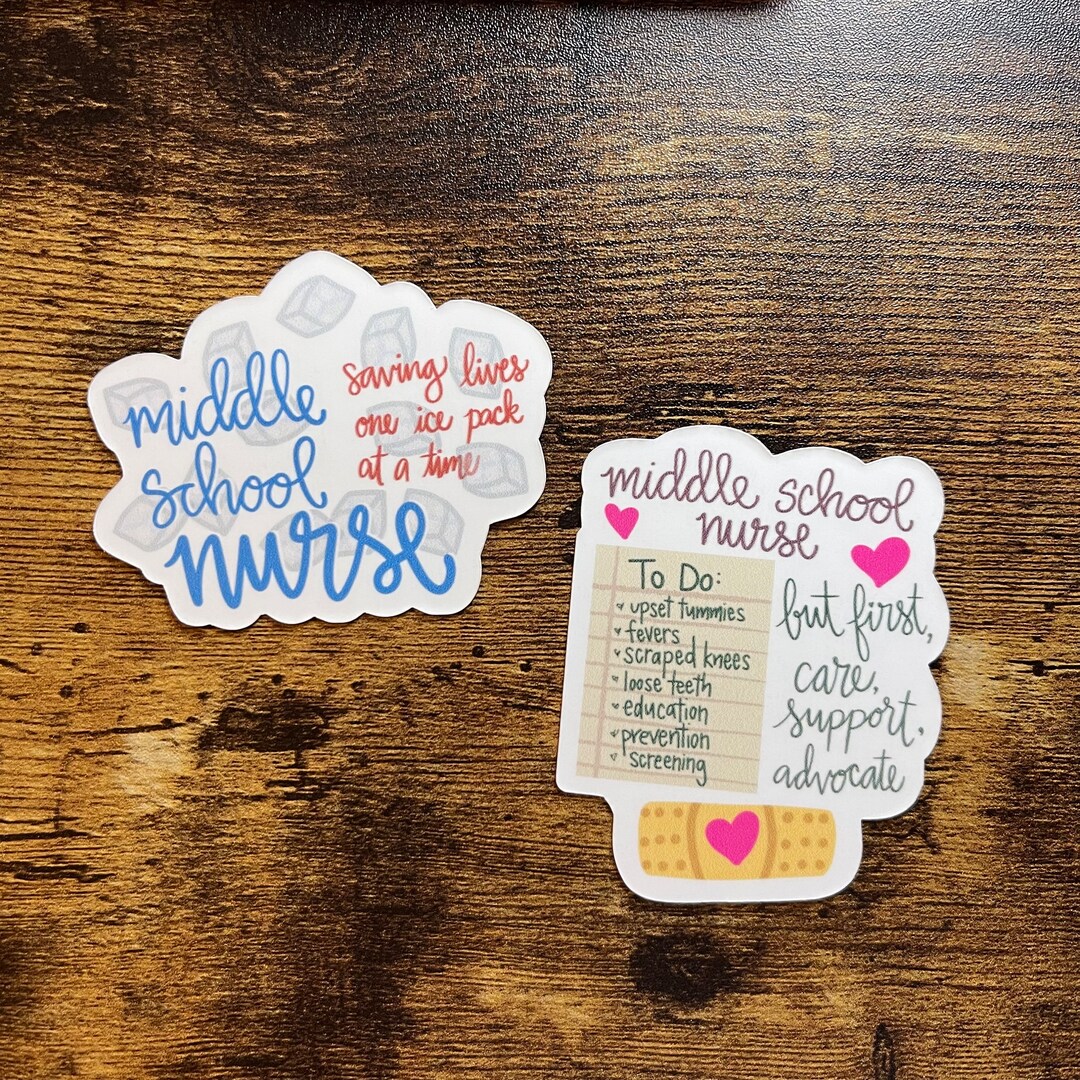 Middle School Nurse Sticker or Magnet Bundle | Laptop Stickers | Water ...