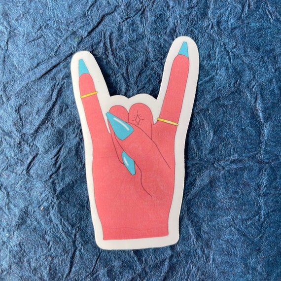 Rock on Hand Sign Sticker or Magnet Laptop Sticker | Etsy