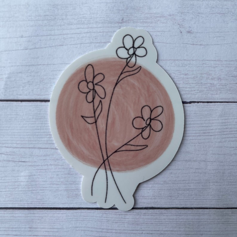 Boho Line Art Flower Sticker or Magnet Laptop Sticker - Etsy