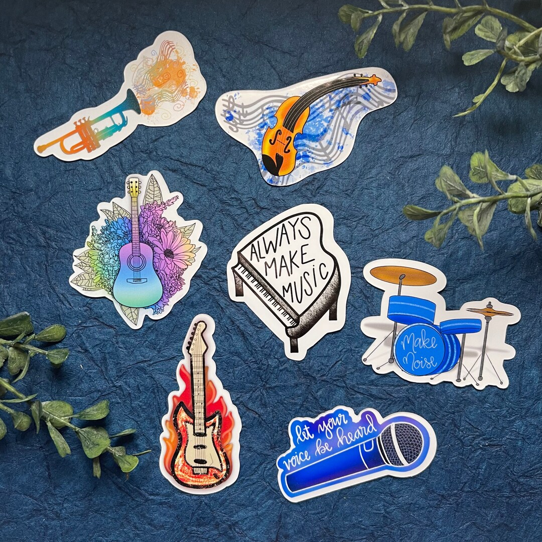 Musical Instrument Sticker or Magnet Bundle | Laptop Waterbottle ...