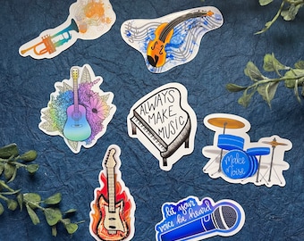 Musical Instruments Stickers One Inch Round Seals - Etsy