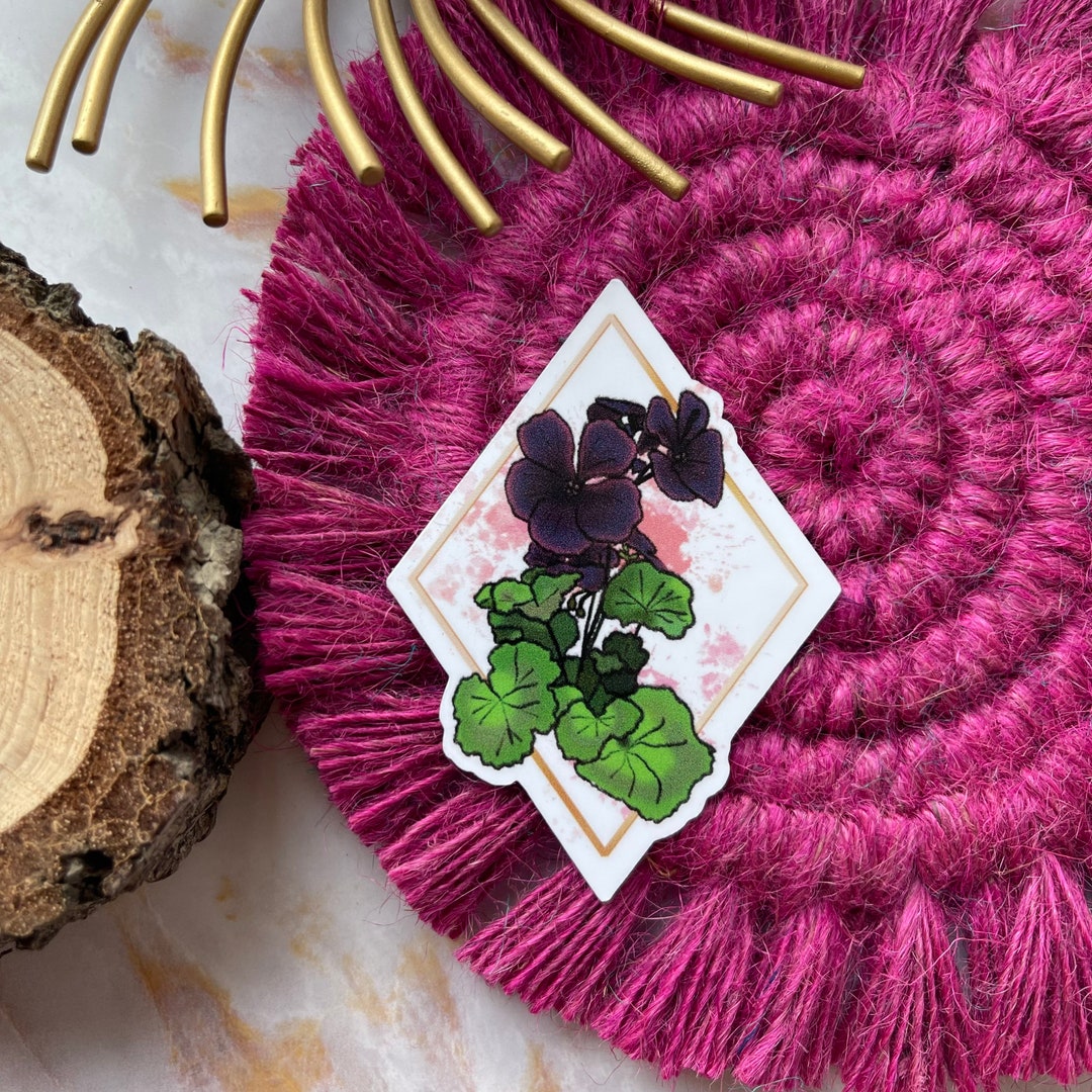 Black Purple Geranium Flowers Sticker or Magnet | Laptop Sticker ...