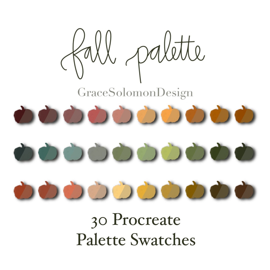 Fall Procreate Palette | 30 Color Swatches | Autumn Halloween Color ...