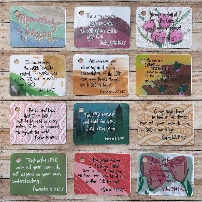 Memory Verse Scripture Flash Cards | Laminated Hand Held Cards | 30 ...