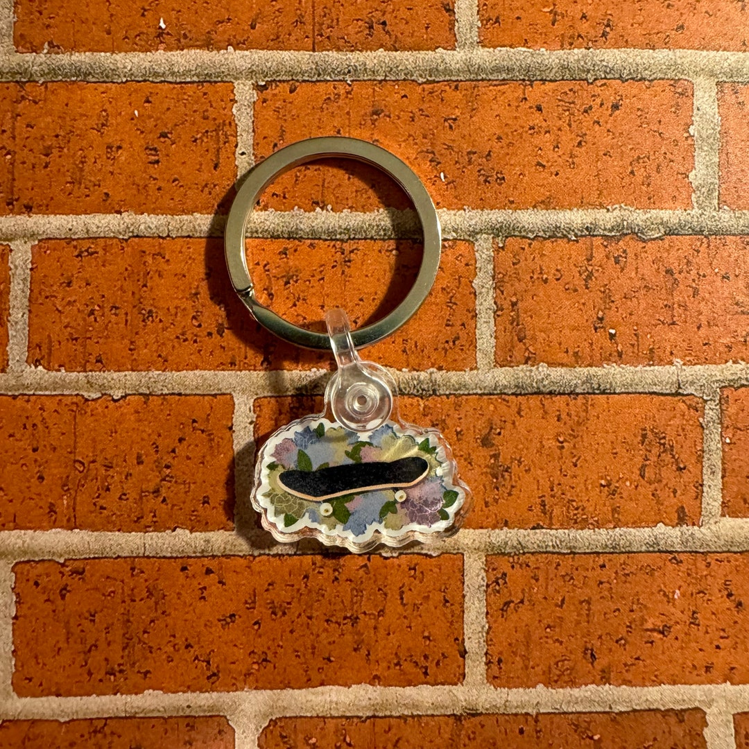 Floral Skateboard Acrylic Keychain | Sk8 Key Ring | Sk8er Keychain ...