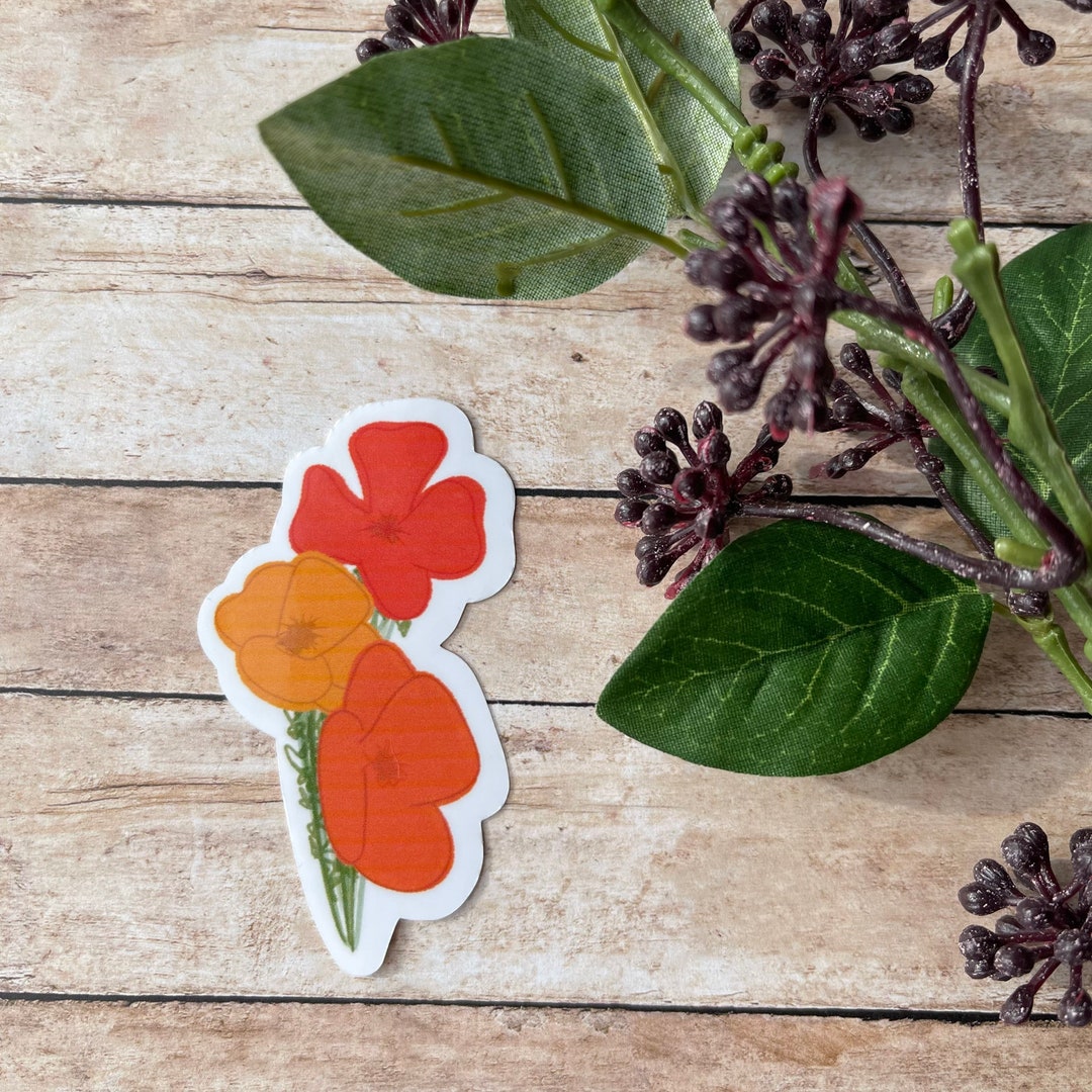 Golden Poppy Sticker or Magnet | Laptop Waterbottle Sticker ...