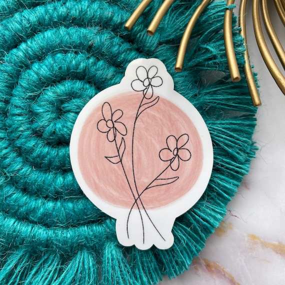 Boho Line Art Flower Sticker or Magnet Laptop Sticker | Etsy