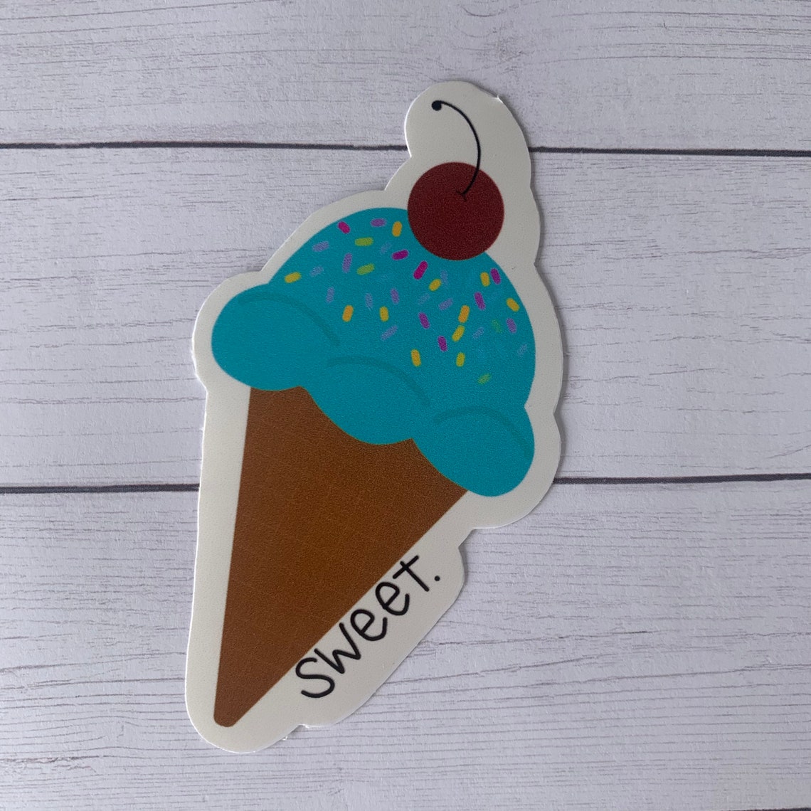 Ice Cream Cone Sticker or Magnet | Laptop Sticker | Water Bottle ...