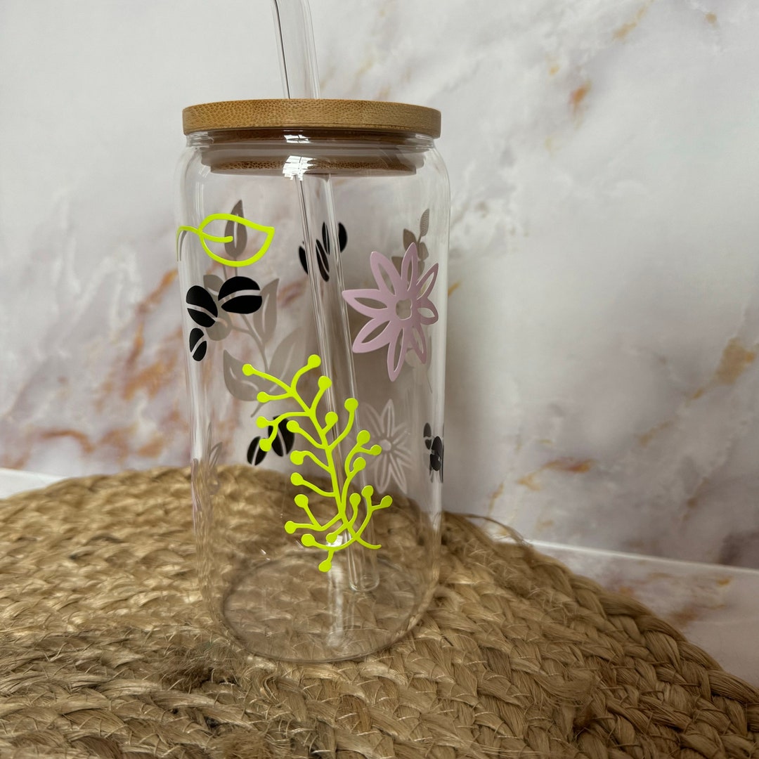 Coffee Bean Cinnamon Bud Glass Cup With Lid and Straw | Color Changing ...