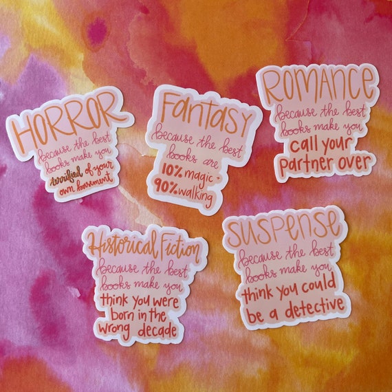 Book Genre Sticker or Magnet Bundle Laptop Waterbottle - Etsy