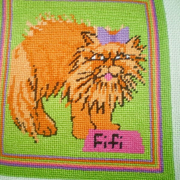 Cat Needlepoint - Etsy